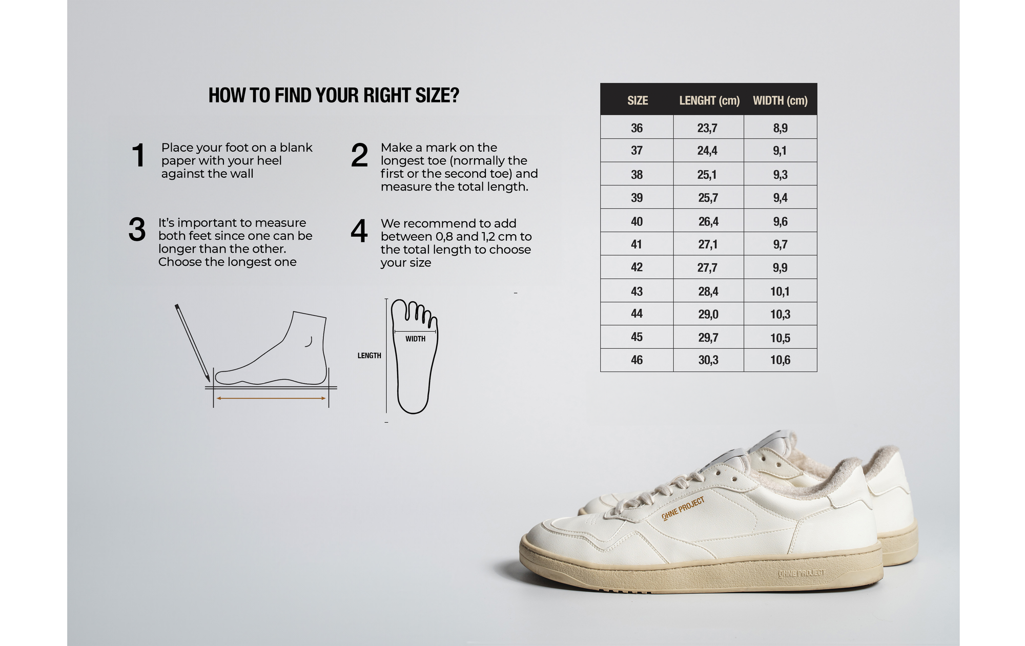 Size Chart – OHNE PROJECT